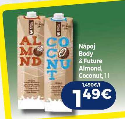 Nápoj Body & Future Almond, Coconut, 1l v akcii | Zlacnene.sk