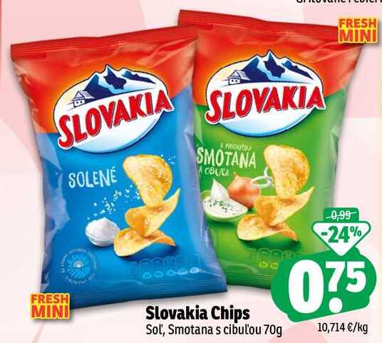 Slovakia Chips Sol, Smotana s cibuľou 70g v akcii | Zlacnene.sk