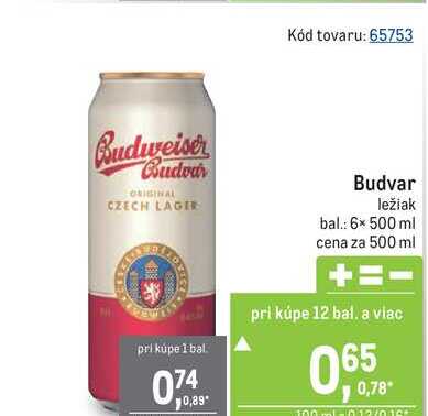 Budvar ležiak 500ml v akcii | Zlacnene.sk
