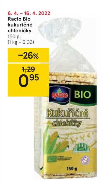 Racio Bio kukuričné chlebíčky, 150 g v akcii | Zlacnene.sk