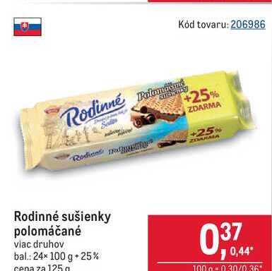 Rodinné sušienky polomáčané viac druhov 125g v akcii | Zlacnene.sk