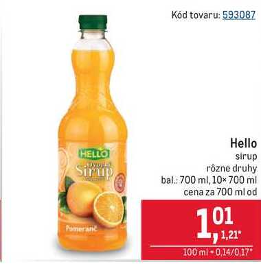ARCHIV | Hello sirup rôzne druhy bal: 700 ml v akcii platné do: 26.4. ...