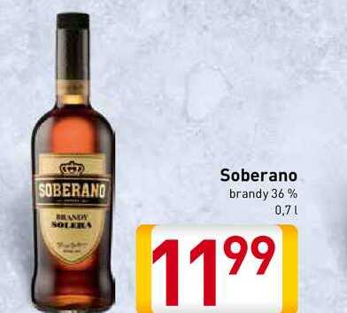 Soberano Solera Brandy 36% 0,7 l v akcii | Zlacnene.sk