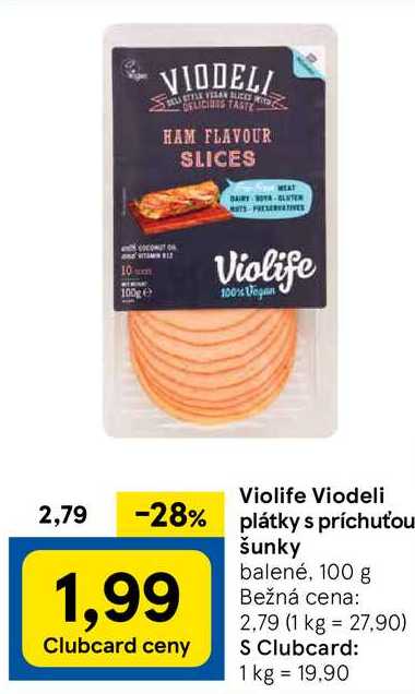Violife Viodeli plátky s príchuťou šunky, 100 g v akcii | Zlacnene.sk Violife Viodeli plátky s príchuťou šunky, 100 g v akcii | Zlacnene.sk