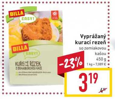 BILLA EASY! Vyprážaný kurací rezeň so zemiakovou kašou 450 g v akcii ...
