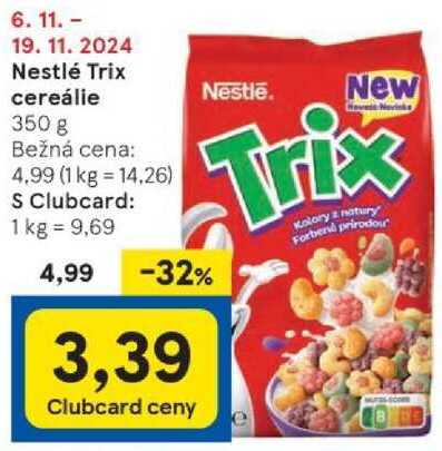 Nestlé Trix cereálie, 350 g v akcii | Zlacnene.sk