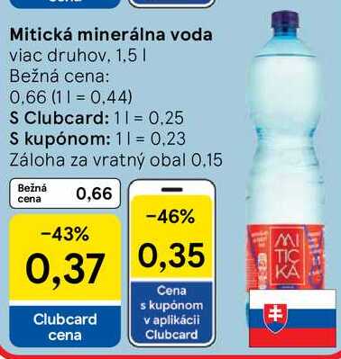 Mitická minerálna voda, 1,5 l v akcii | Zlacnene.sk